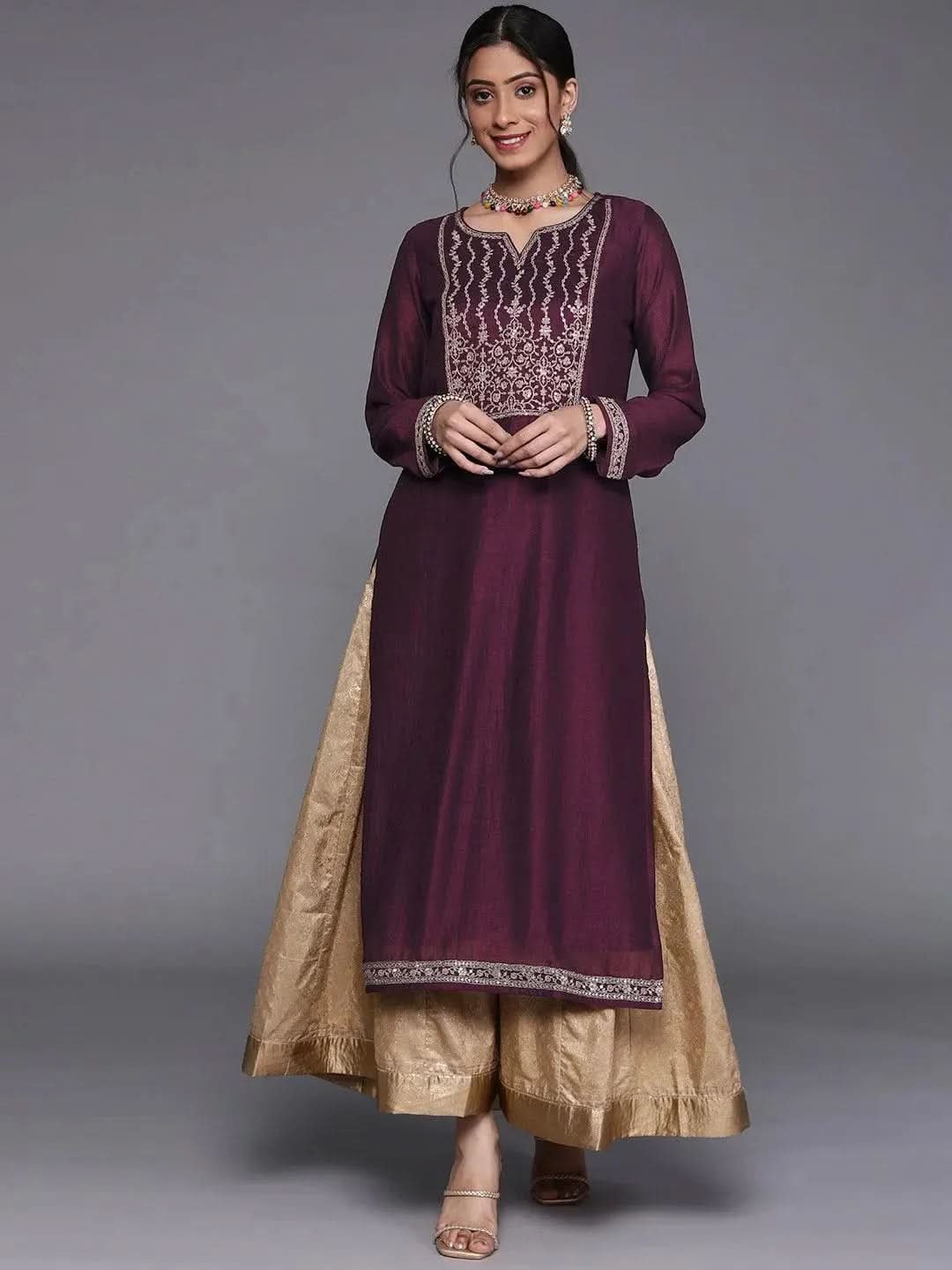 Purple Yoke Design Silk Kurta – Payspark Technology Private Limited ...